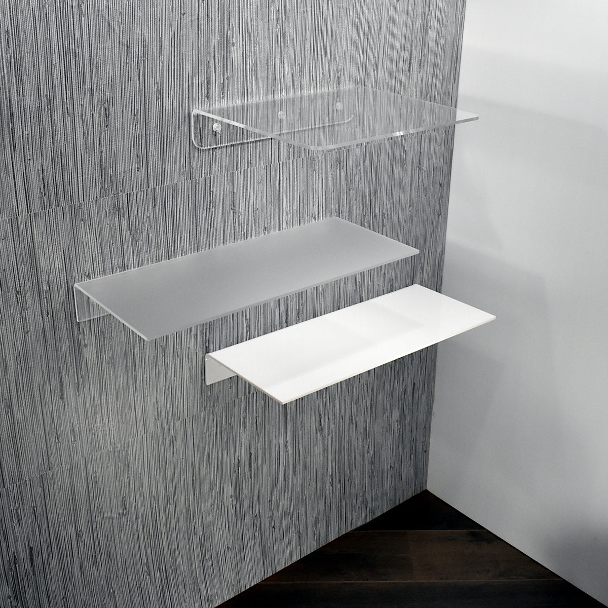 40" long floating clear acrylic wall shelf – Xform3