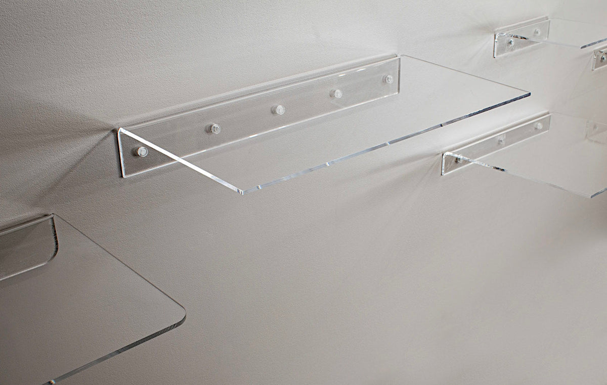 30" long floating clear acrylic wall shelf – Xform3